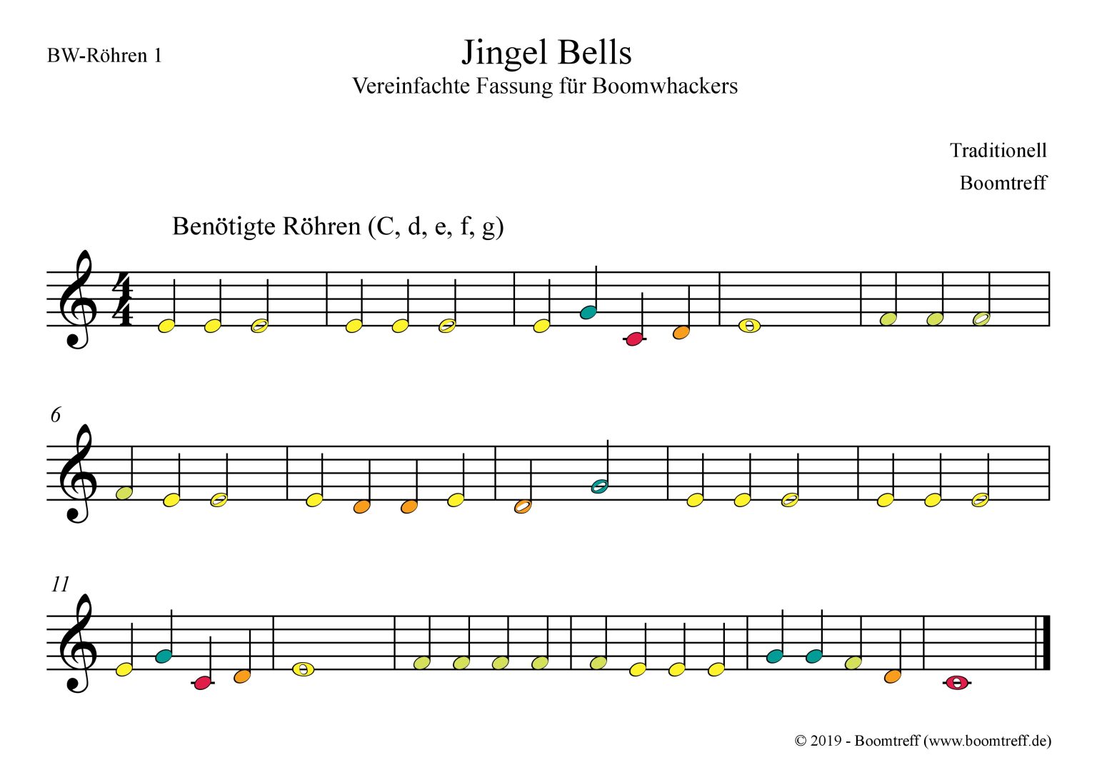 Jingle Bells für Boomwhackers (nur Refrain)